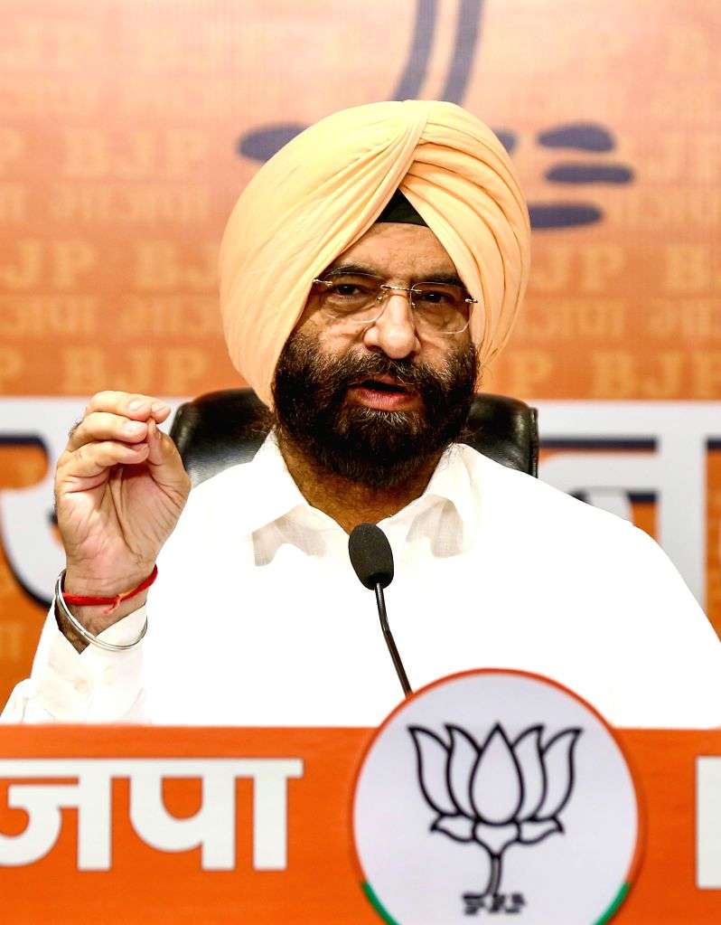 Manjinder Singh Sirsa addresses press conference at BJP headquarters