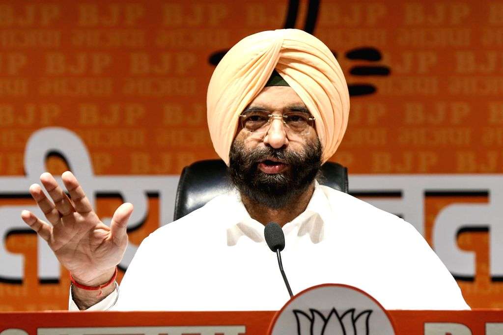 Manjinder Singh Sirsa addresses press conference at BJP headquarters