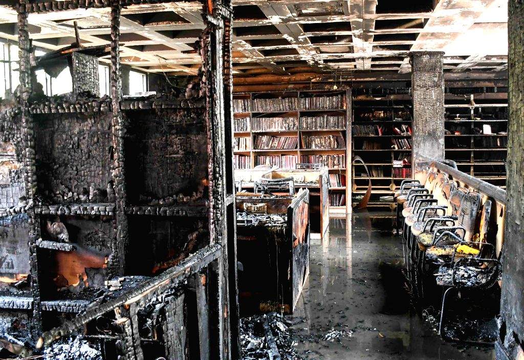 Massive fire at Guru Gobind Singh College library