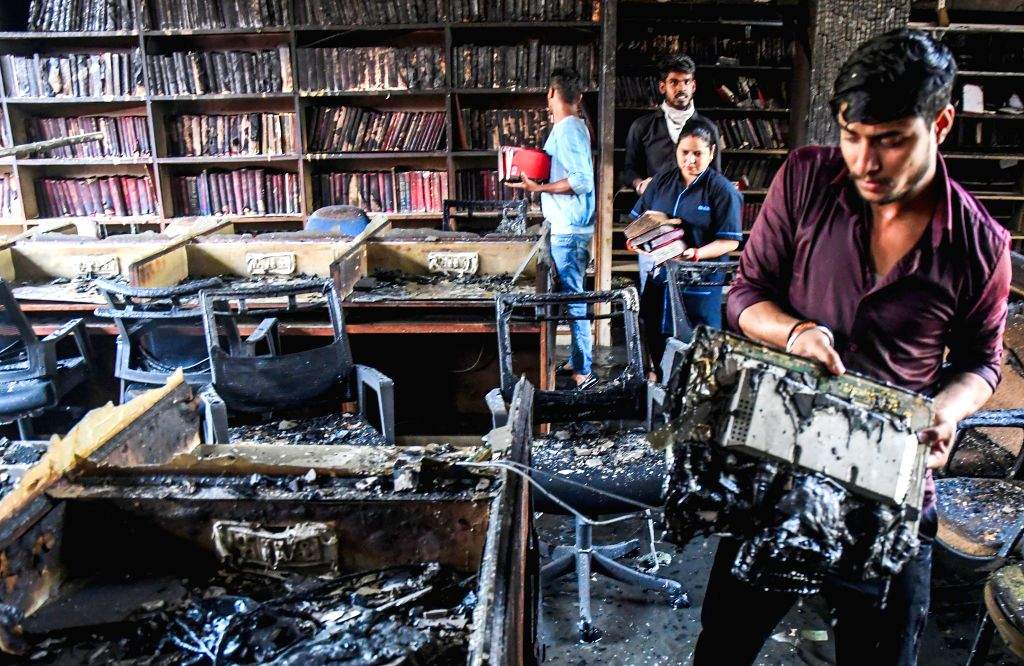 Massive fire at Guru Gobind Singh College library