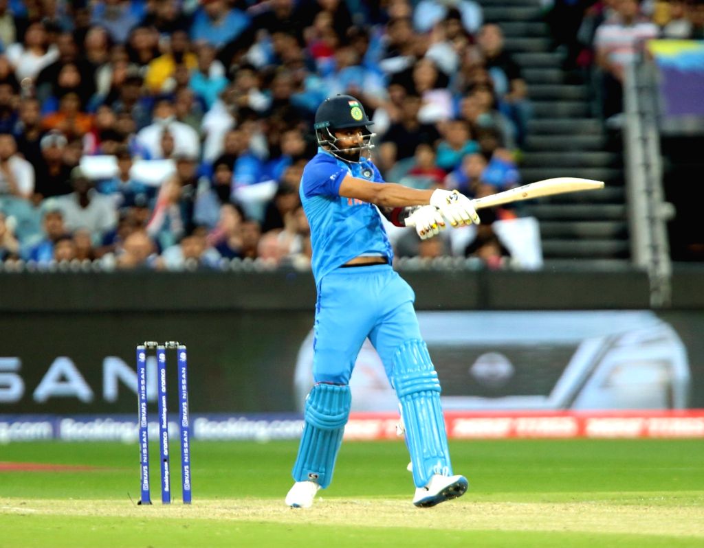 Melbourne : India's KL Rahul plays a shot during the match
