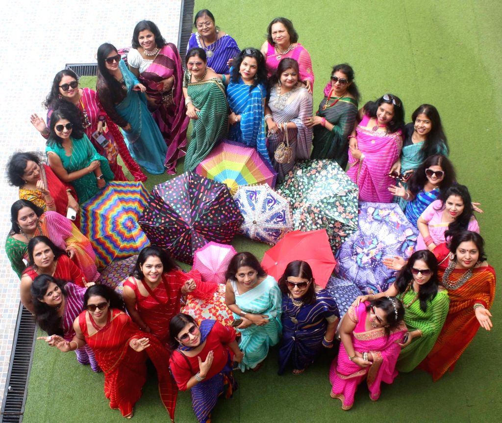 : Bhopal :Members of Saree Speak,a womens group wearing sarees.