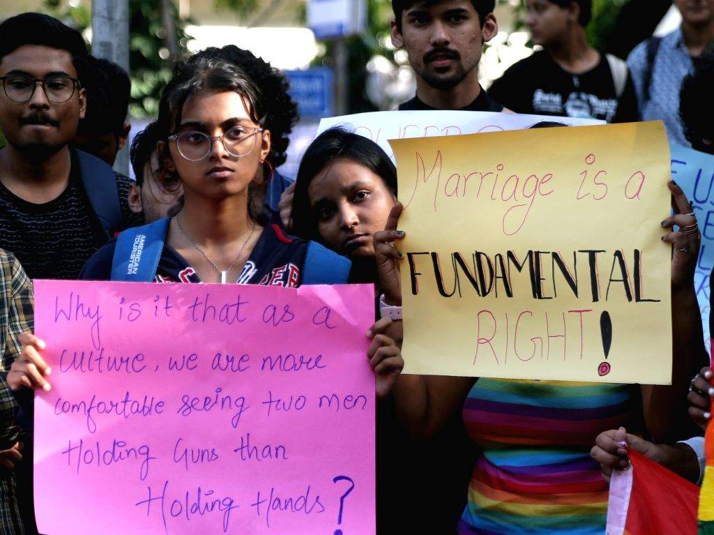 Members of Student federation of India (SFI) protest "Pride vigil ...