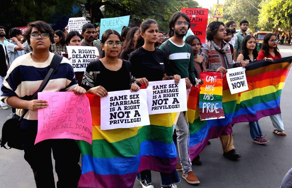 Members of Student federation of India (SFI) protest "Pride vigil ...