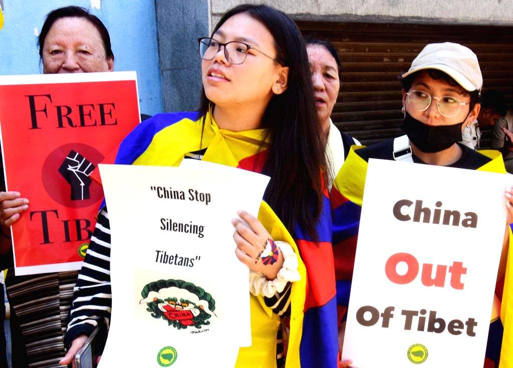 Members of the Tibetan community stage at Freedom Park