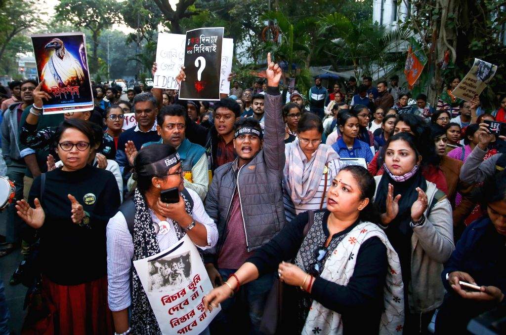 Members of the West Bengal Junior Doctor Front stage a protest in front ...