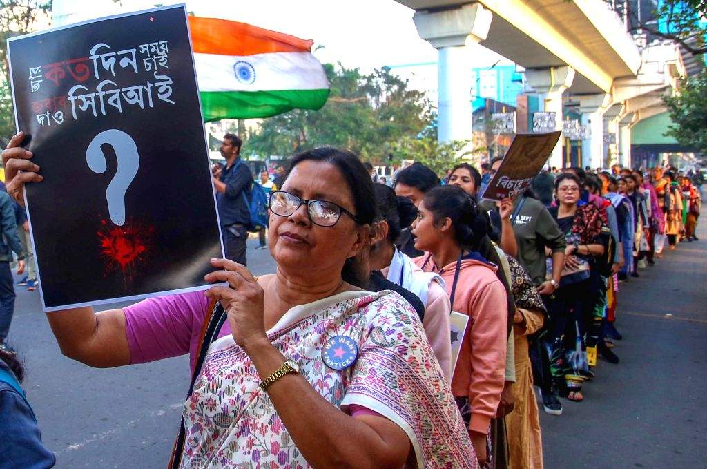 Members of the West Bengal Junior Doctor Front stage a protest in front ...