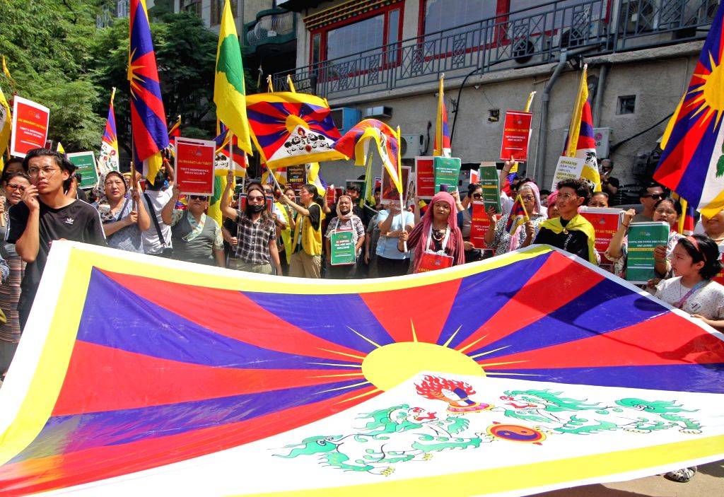 Members of Tibetan community stage a protest against China