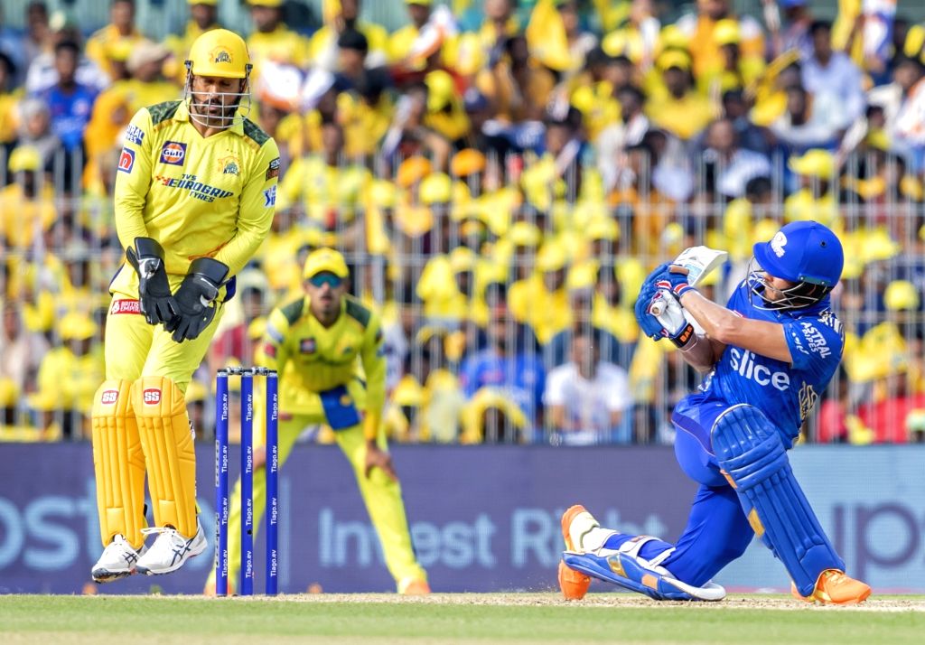 Chennai : MI's batsman Nehal Wadhera plays a shot during the IPL 2023 match