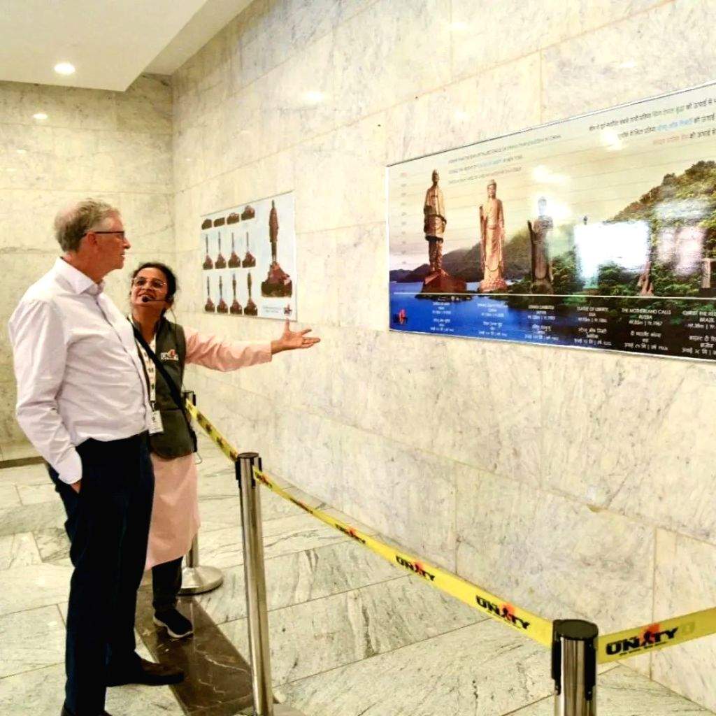 Microsoft co-founder Bill Gates during his visit to the Statue of Unity