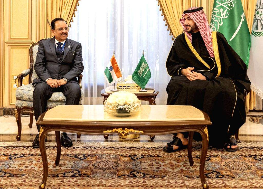 Minister of State for Defence Ajay Bhatt with Saudi Defence Minister ...