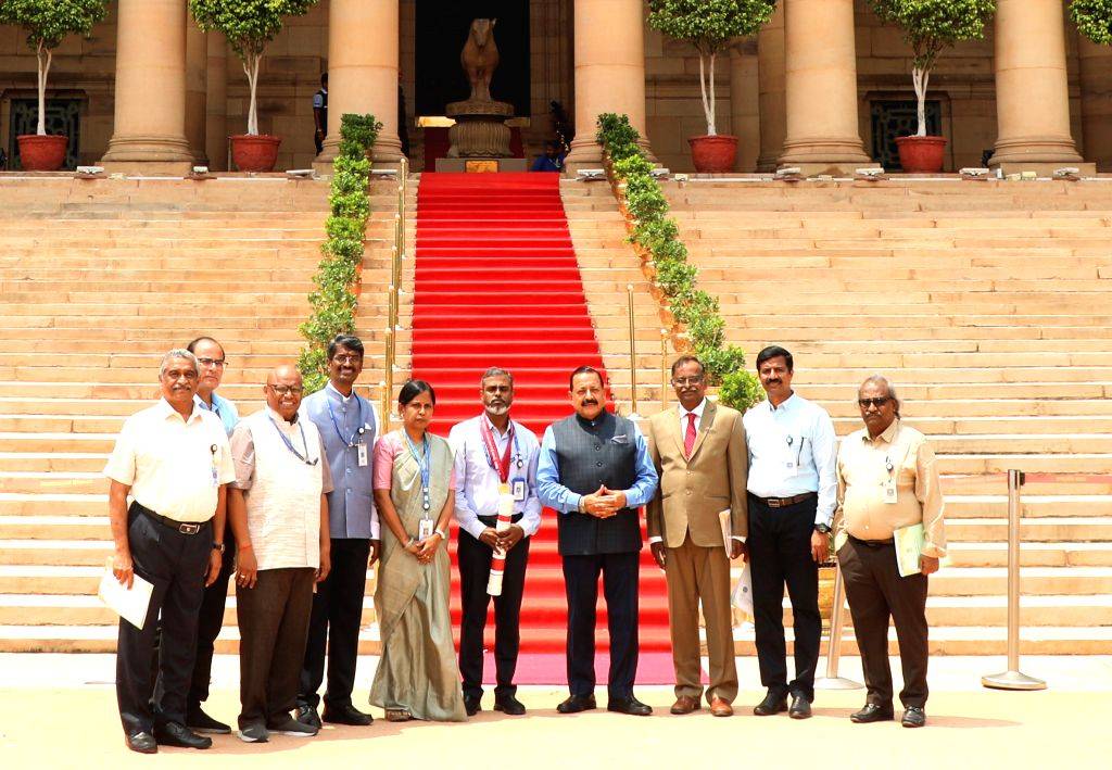 Minister of State in the Department of Space, Jitendra Singh, with the ...
