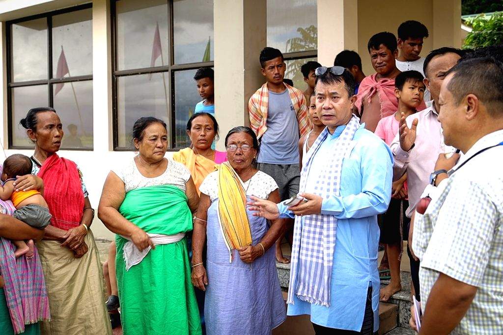 MLA Tongbram Robindro Singh visits relief camps in Thanga AC