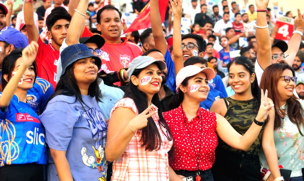 Mohali : Fans cheer during the IPL 2023 match
