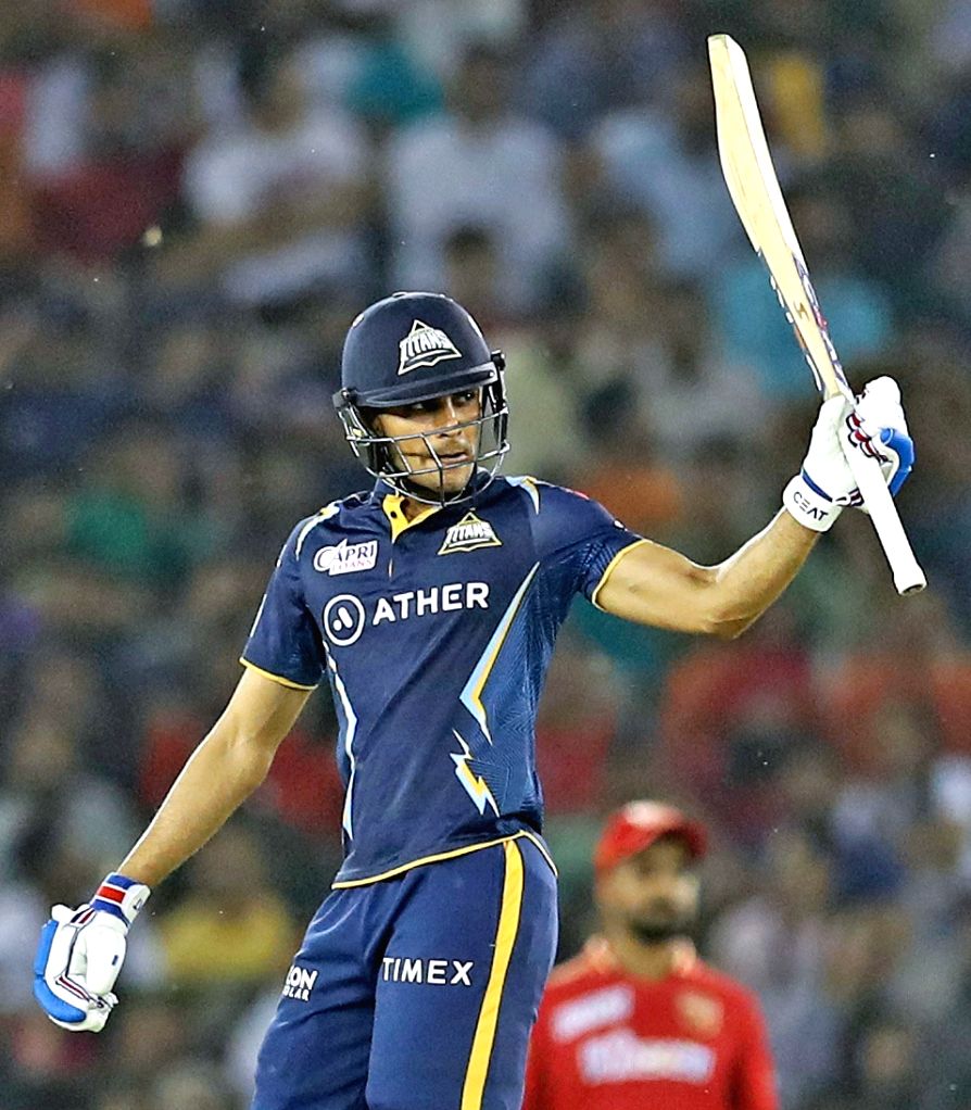 Mohali : Shubman Gill of Gujarat Titans celebrates his half-century