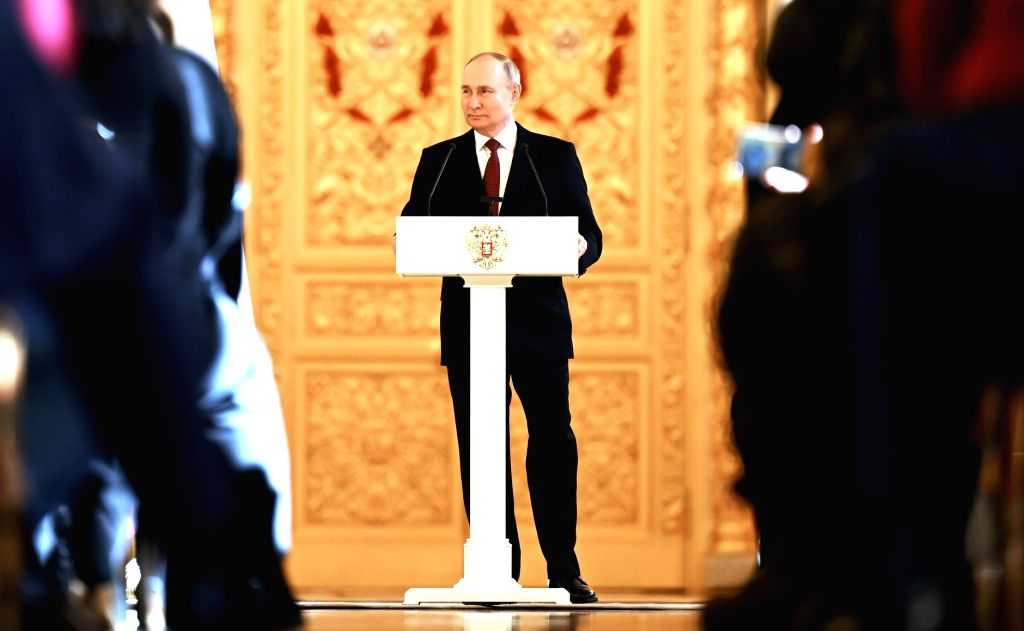 Moscow : Russia President Vladimir Putin delivers a speech at the St ...