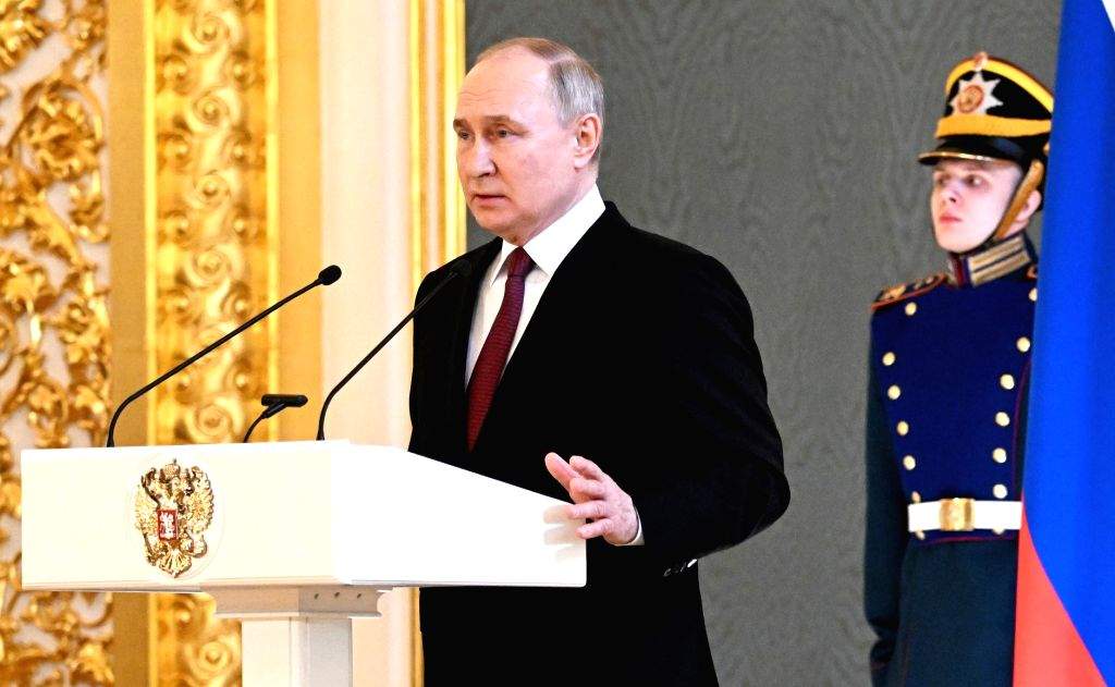 Moscow : Russia President Vladimir Putin delivers a speech at the St ...