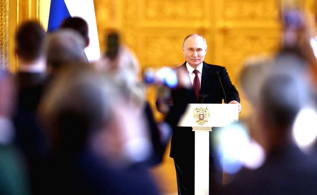 Moscow : Russia President Vladimir Putin delivers a speech at the St ...