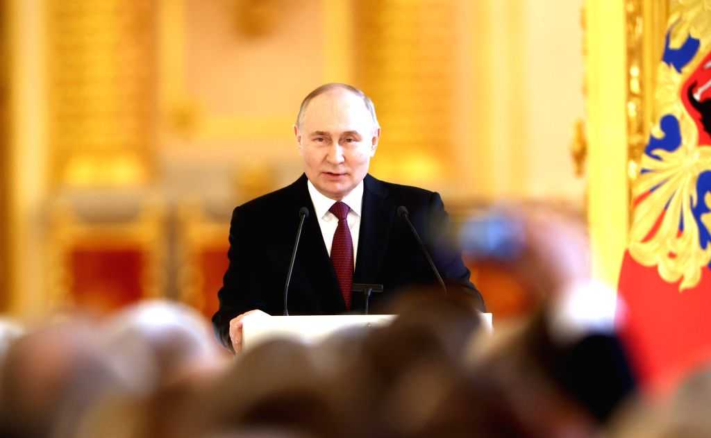 Moscow : Russia President Vladimir Putin delivers a speech at the St ...