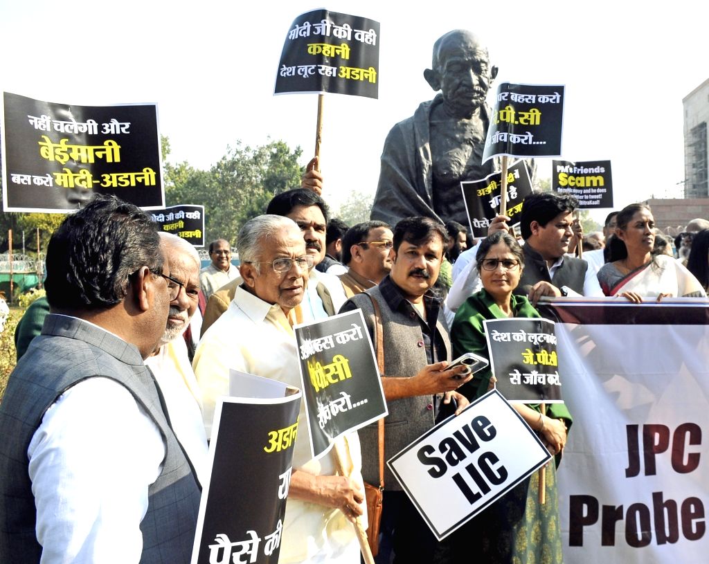 MPs of opposition parties including Ranjeet Ranjan and others stage a ...
