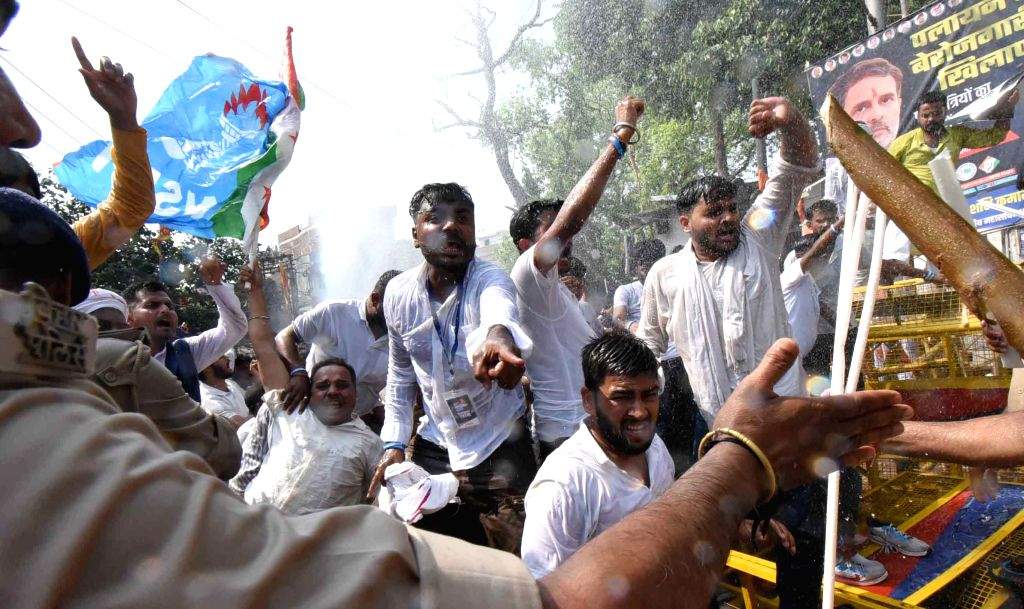 Mukhyamantri Awas March' protest