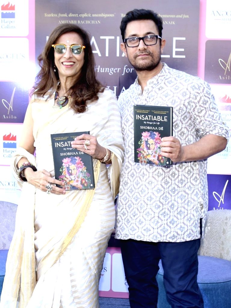Mumbai : Actor Aamir Khan and author Shobhaa De launches new book ...