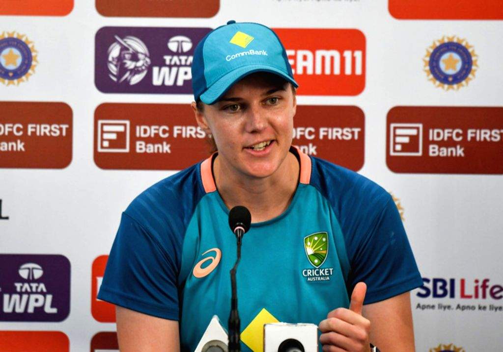 Mumbai : Australia Vice Captain Tahlia McGrath addresses a press conference