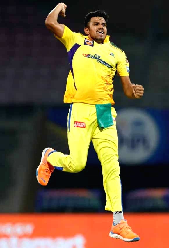 :Mumbai:Chennai Super Kings Maheesh Theekshana celebrates after taking ...