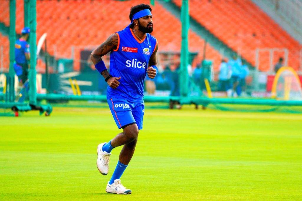 Mumbai Indians' captain Hardik Pandya during a practice session ahead ...