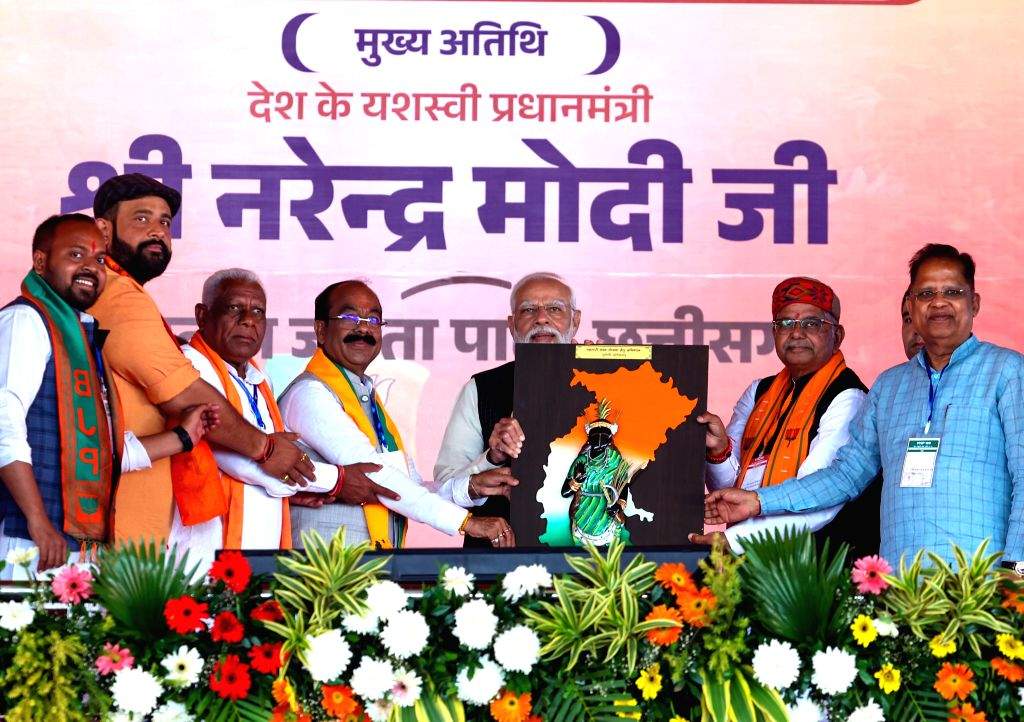 Mungeli : PM Narendra Modi attends an election rally