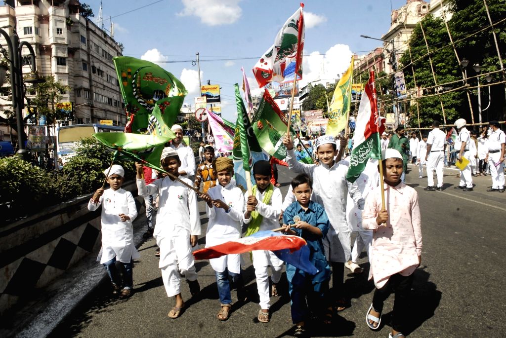 Muslim children participate in a procession on the occassion of Milad ...