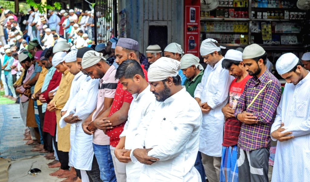 Kolkata: Muslim devotees offer prayers at Tipu Sultan Masjid during the ...
