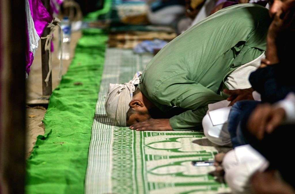 Muslims offer Taraweeh prayer on the first day of Ramadan