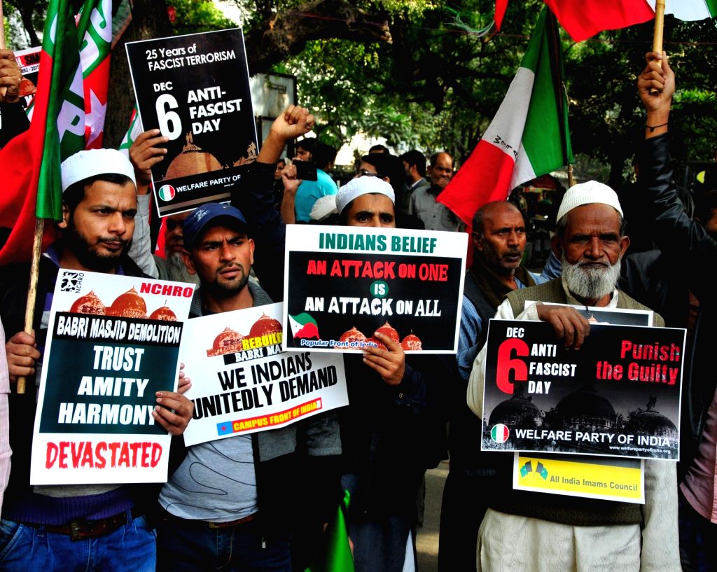25th anniversary of Babri Masjid demolition - protest