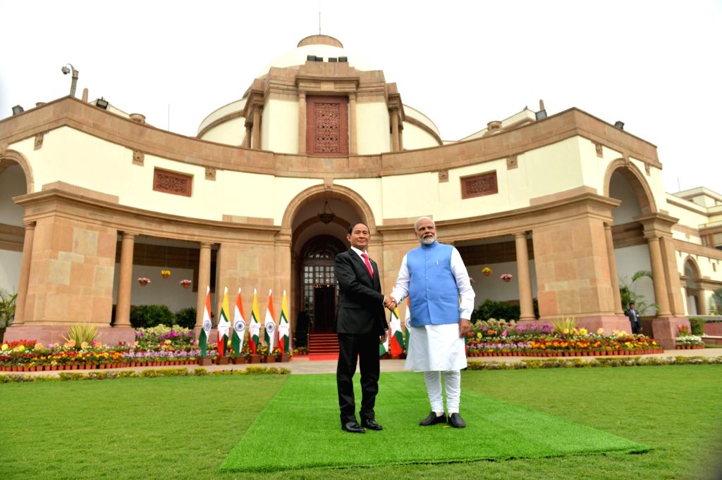 Myanmar PM, Modi at Hyderabad House