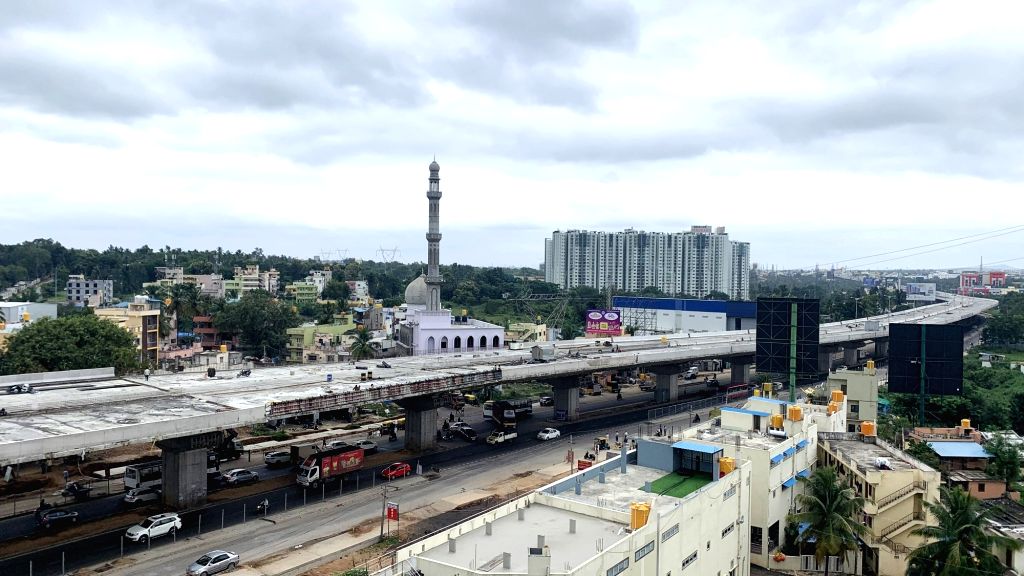 Bengaluru: Mysuru expressway flyover work in progress near Kengeri,