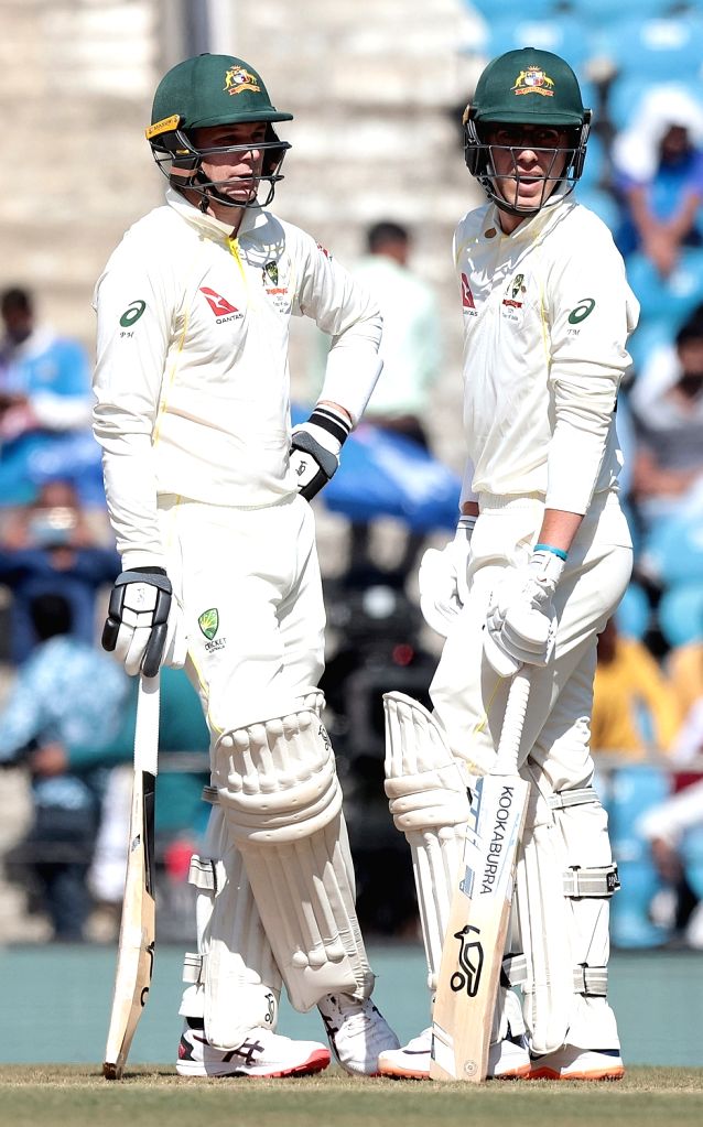 :Nagpur:Australia's Peter Handscomb and Alex Carey during the first day ...