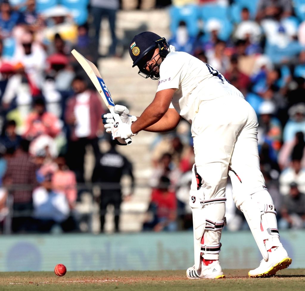 :Nagpur:India's captain Rohit Sharma,bats during the first day of the ...
