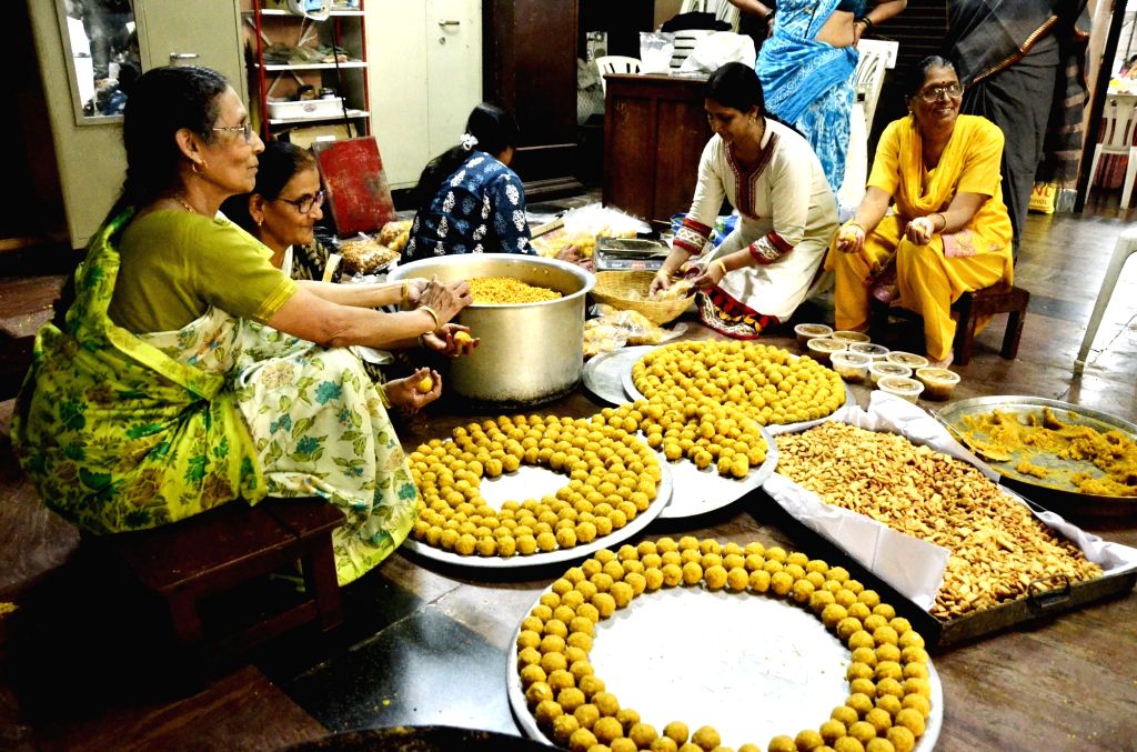 :Nagpur:Women prepare Sweets and laddus for the upcoming Diwali festival.