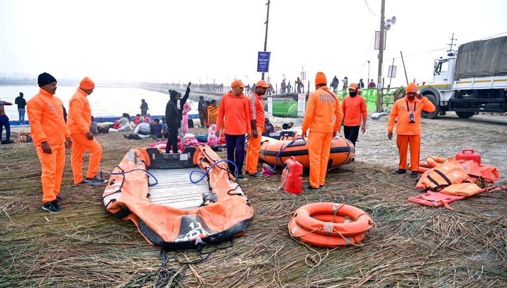 National Disaster Response Force (NDRF) personnel prepare safety ...