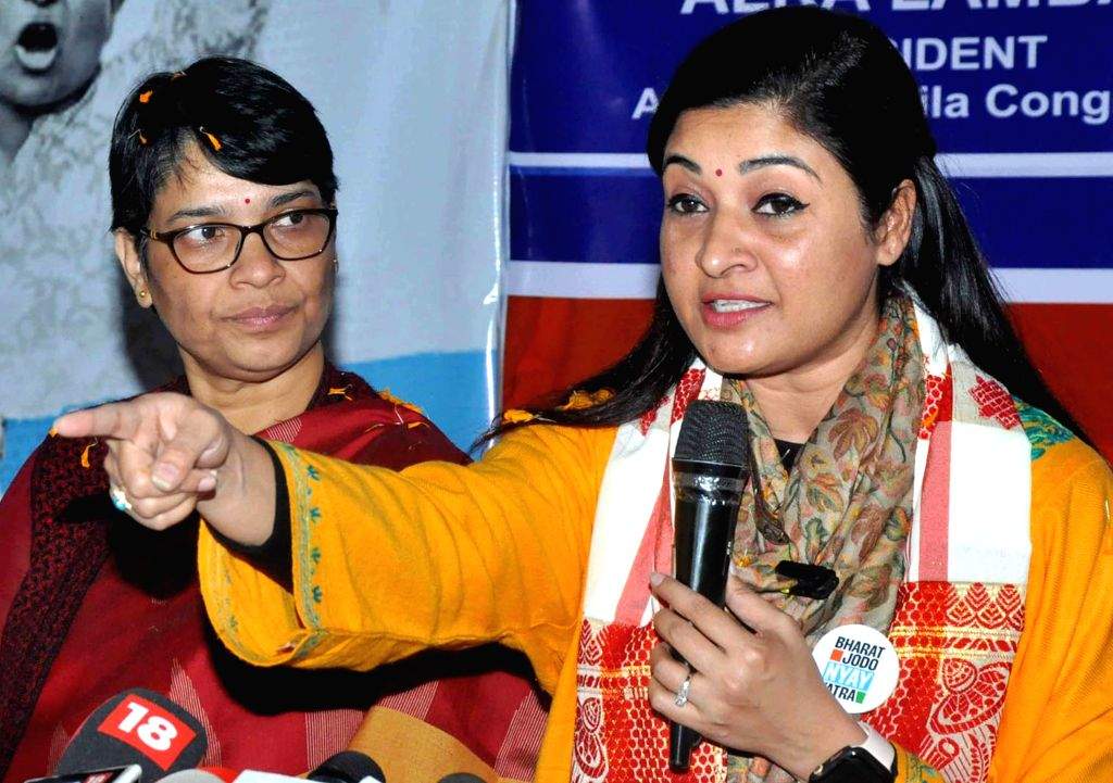 National President of All India Mahila Congress Alka Lamba addresses a ...
