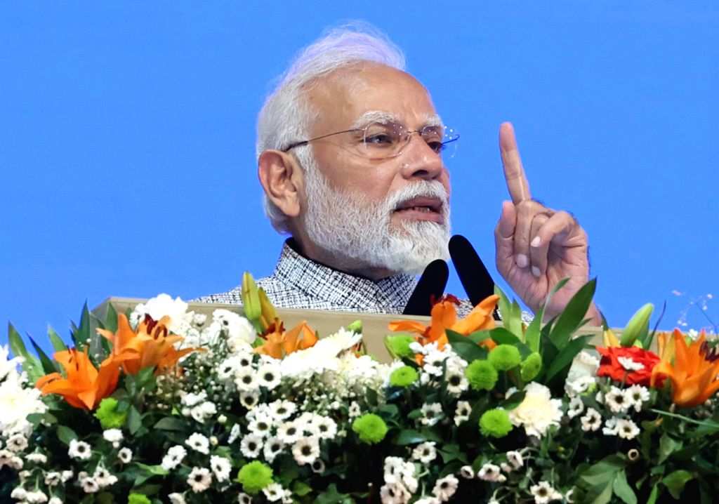 Navi Mumbai: Prime Minister Narendra Modi addresses during the ...