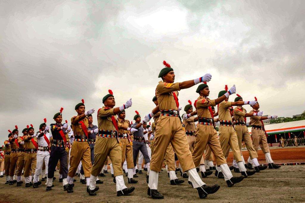 NCC Cadets take part in the final dress rehearsal at Lal Parade Ground