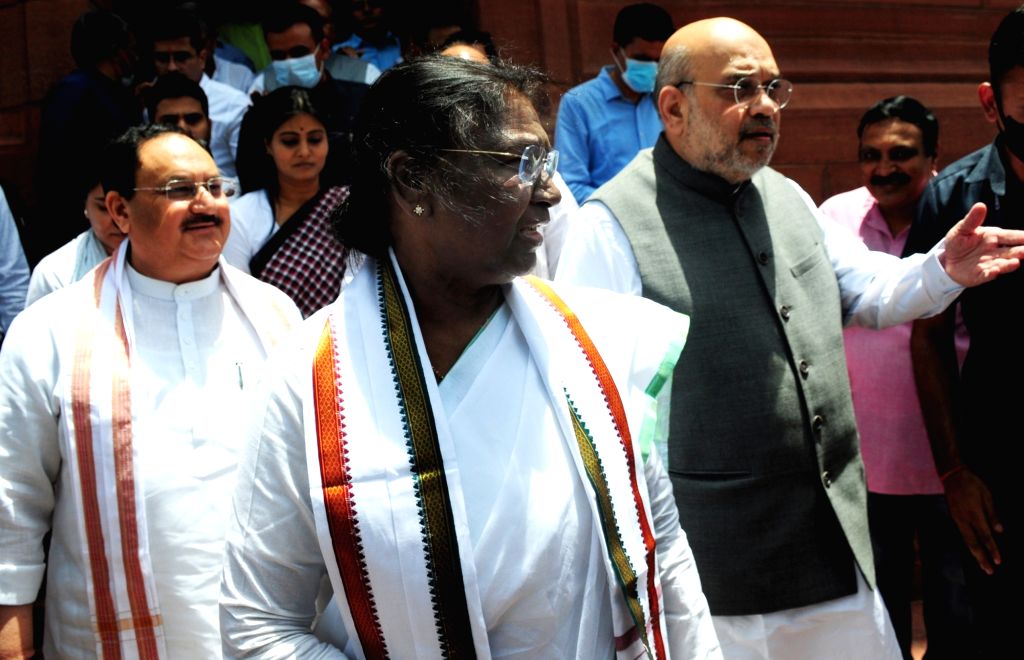 NDA's candidate Droupadi Murmu at Parliament