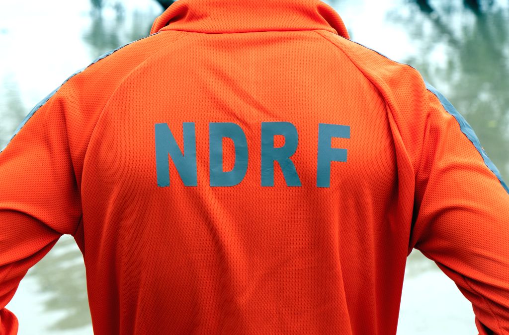 NDRF personnel during rescue operation from a flooded area