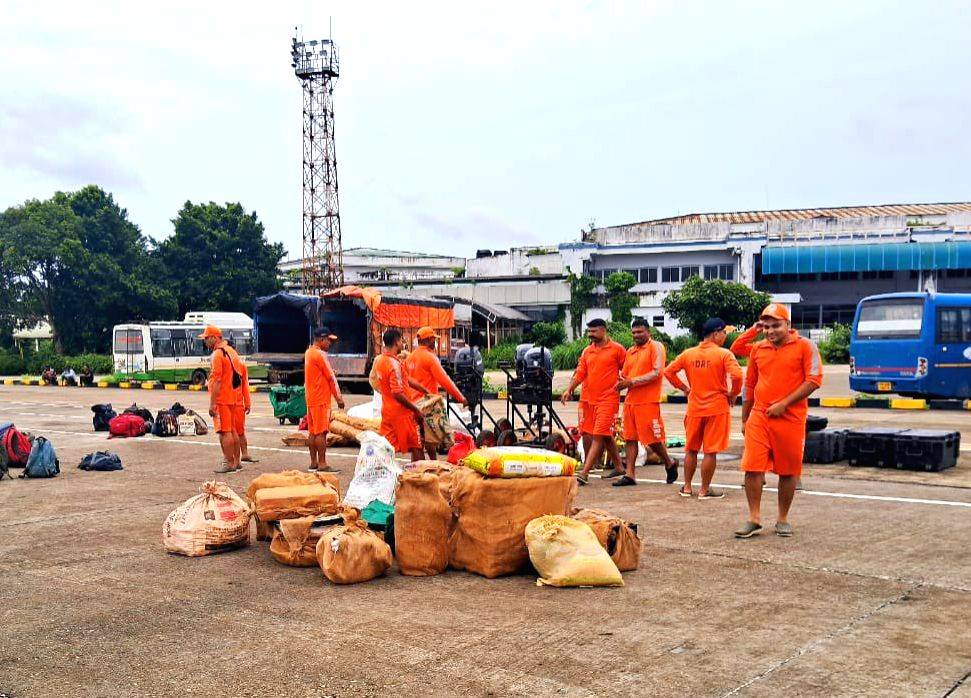 NDRF team along with relief materials and disaster management equipment ...
