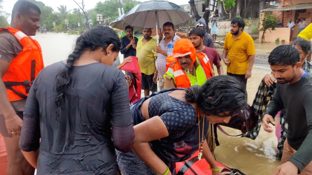 NDRF teams undertake rescue operation in flood-hit Telangana village