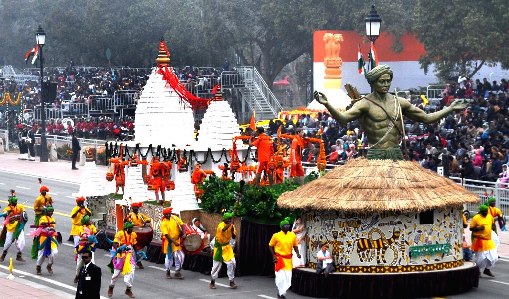 New Delhi:A tableau of Jharkhand drives through Kartavya Path.