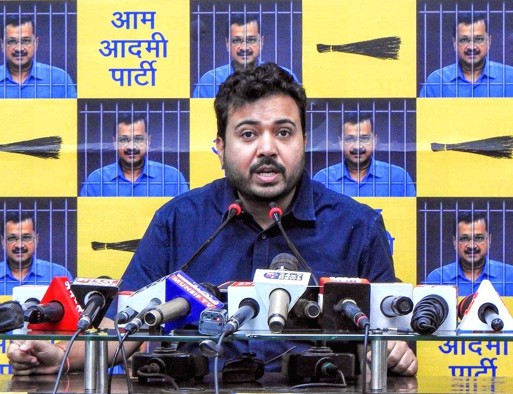 AAP Leader and MLA Durgesh Pathak addresses a press conference ...