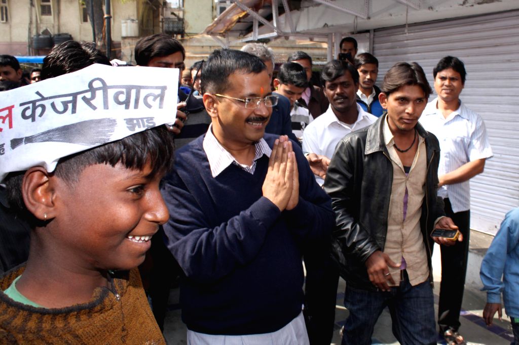 Arvind Kejriwal during election campaign